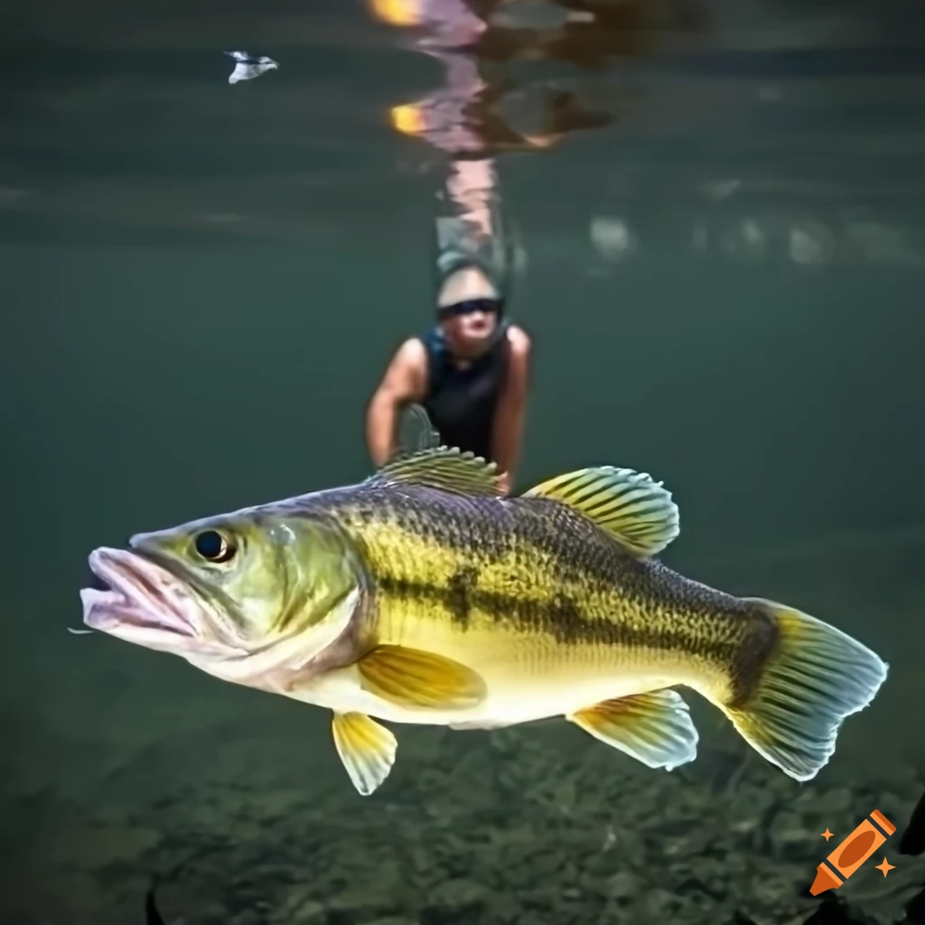 Man sitting on a bass fish on Craiyon