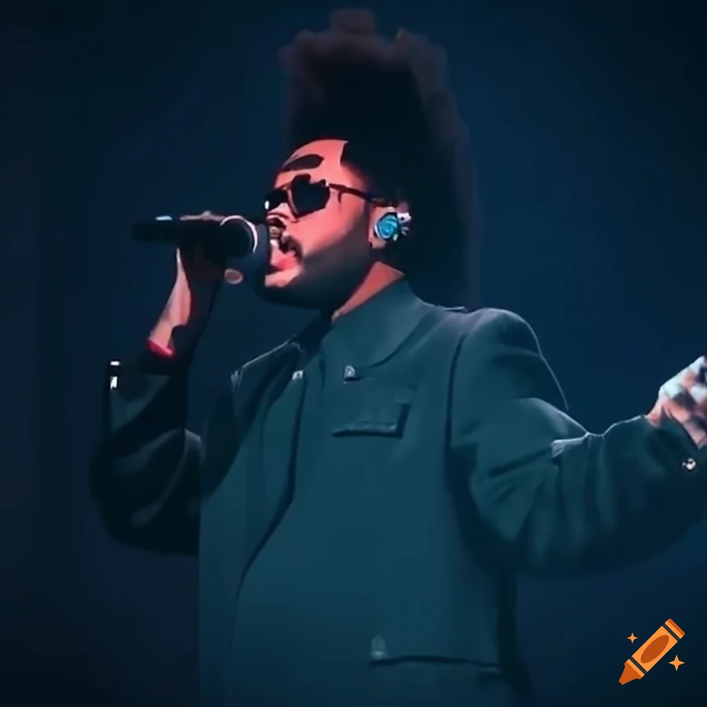 The weeknd performing in minecraft world on Craiyon