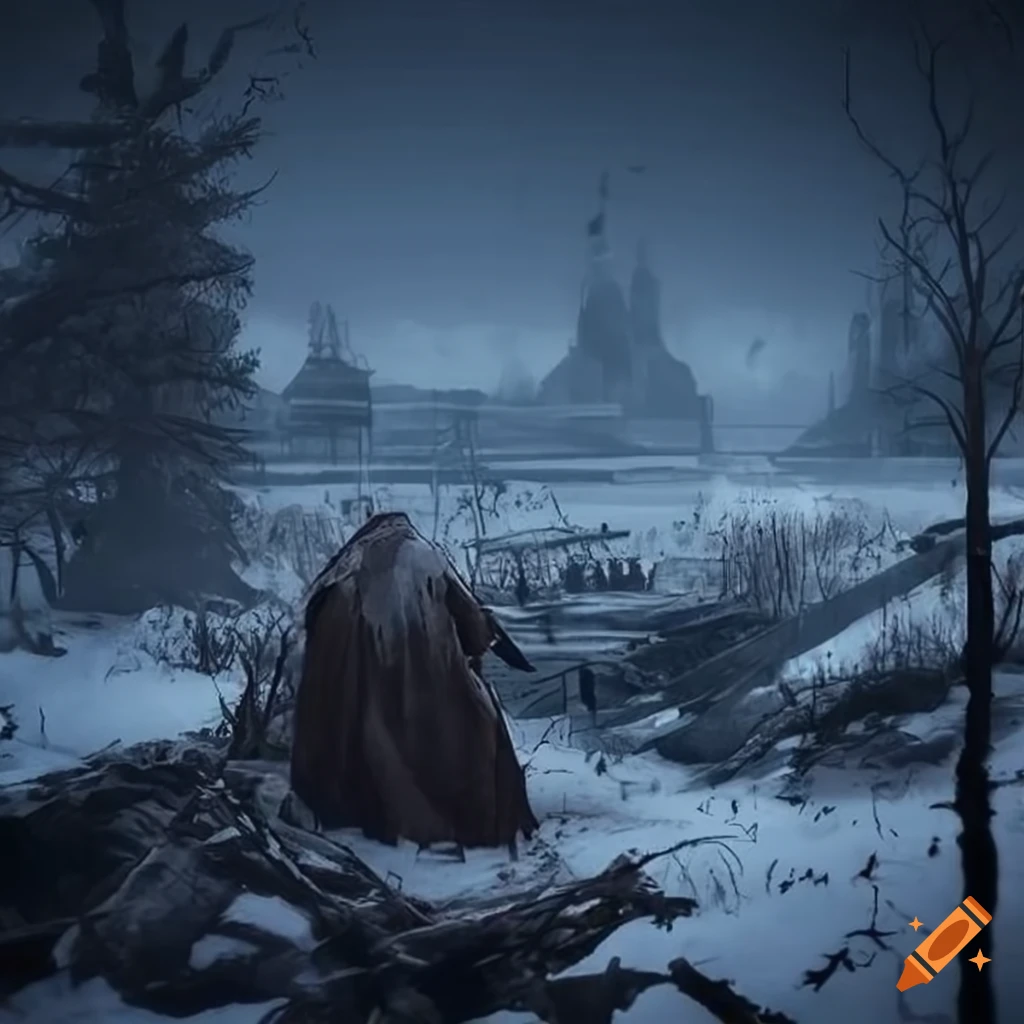 Desolate cold wasteland on Craiyon