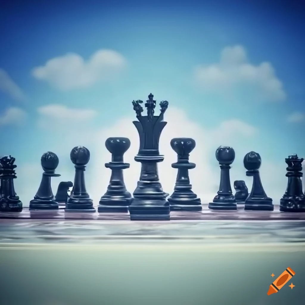 Abstract dreamlike chess dating scene with romantic sky background on ...