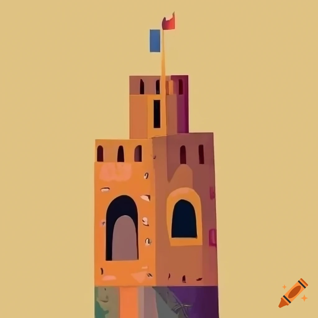 Fortified castle tower in the style of pablo picasso on Craiyon