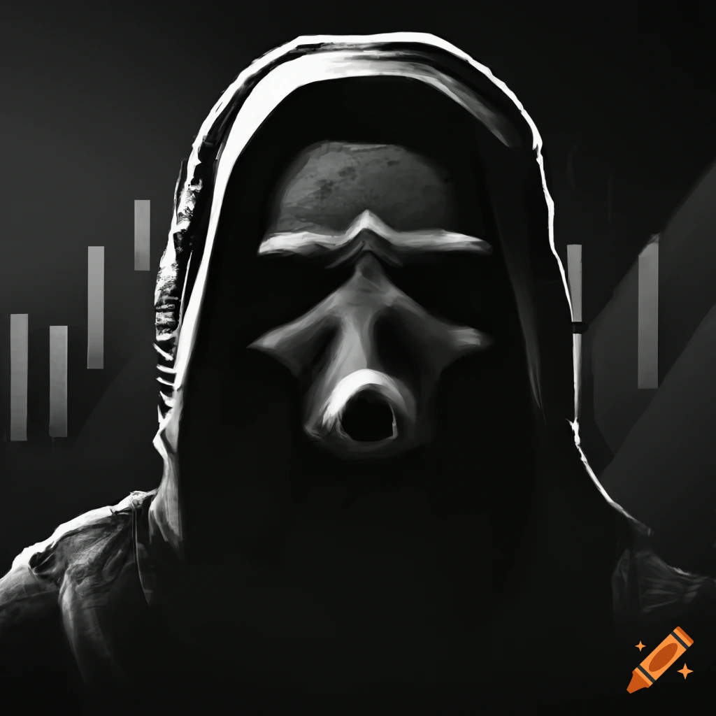 Defiance wild west bandit faction logo in black and white with a masked ...