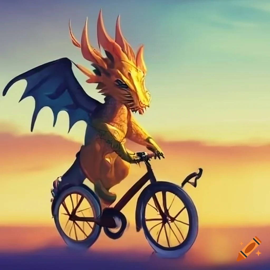 Dragon riding a bicycle on Craiyon