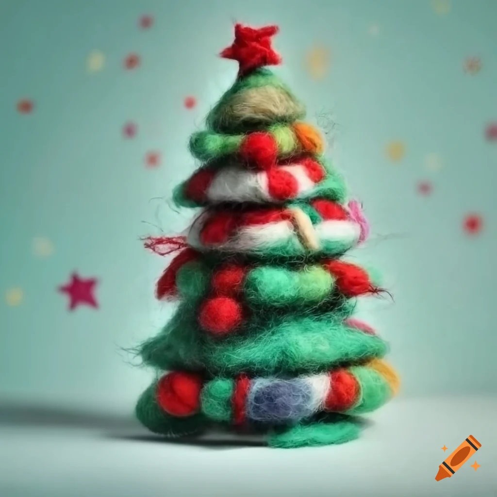 Felted wool christmas tree with presents on Craiyon