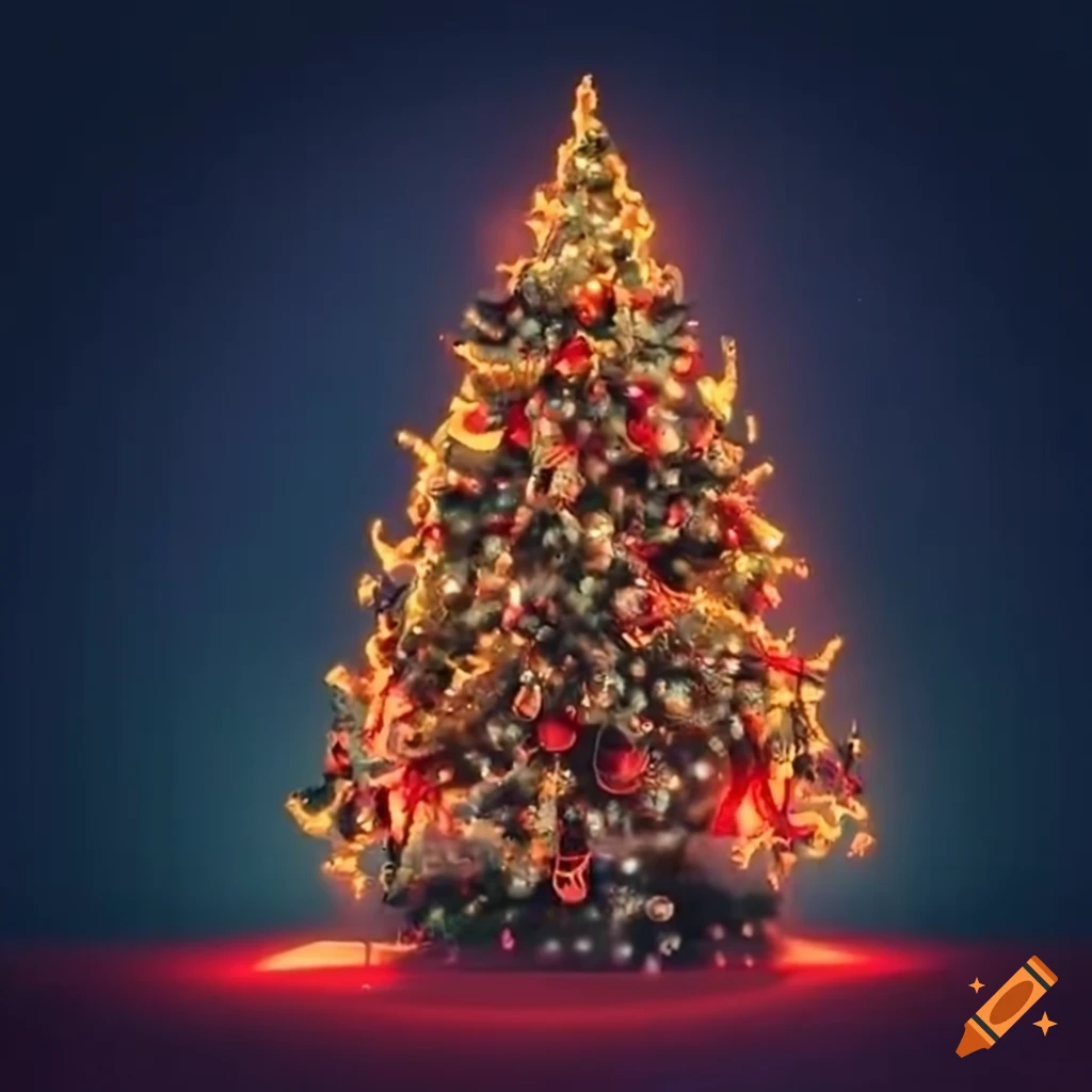 Christmas tree with a reindeer decoration on Craiyon