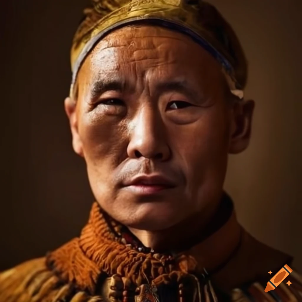 Confident man in traditional evenk (yakut) national costume on Craiyon