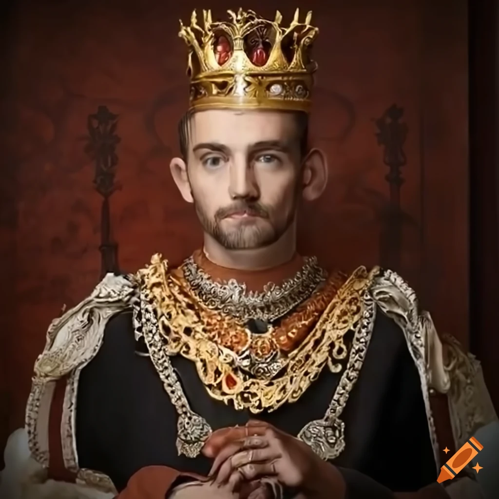 Aurelian the great wearing a medieval crown on Craiyon