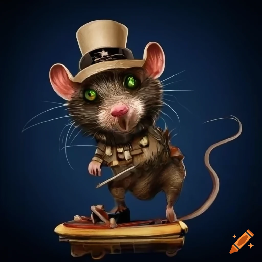 Photorealistic pirate rat on toy tug boat in sewer, H.R. Giger-style ...