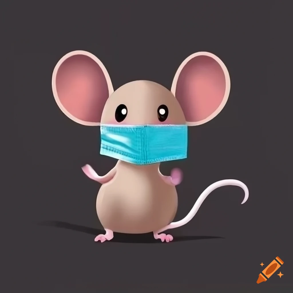 Sick mouse wearing a face mask on Craiyon