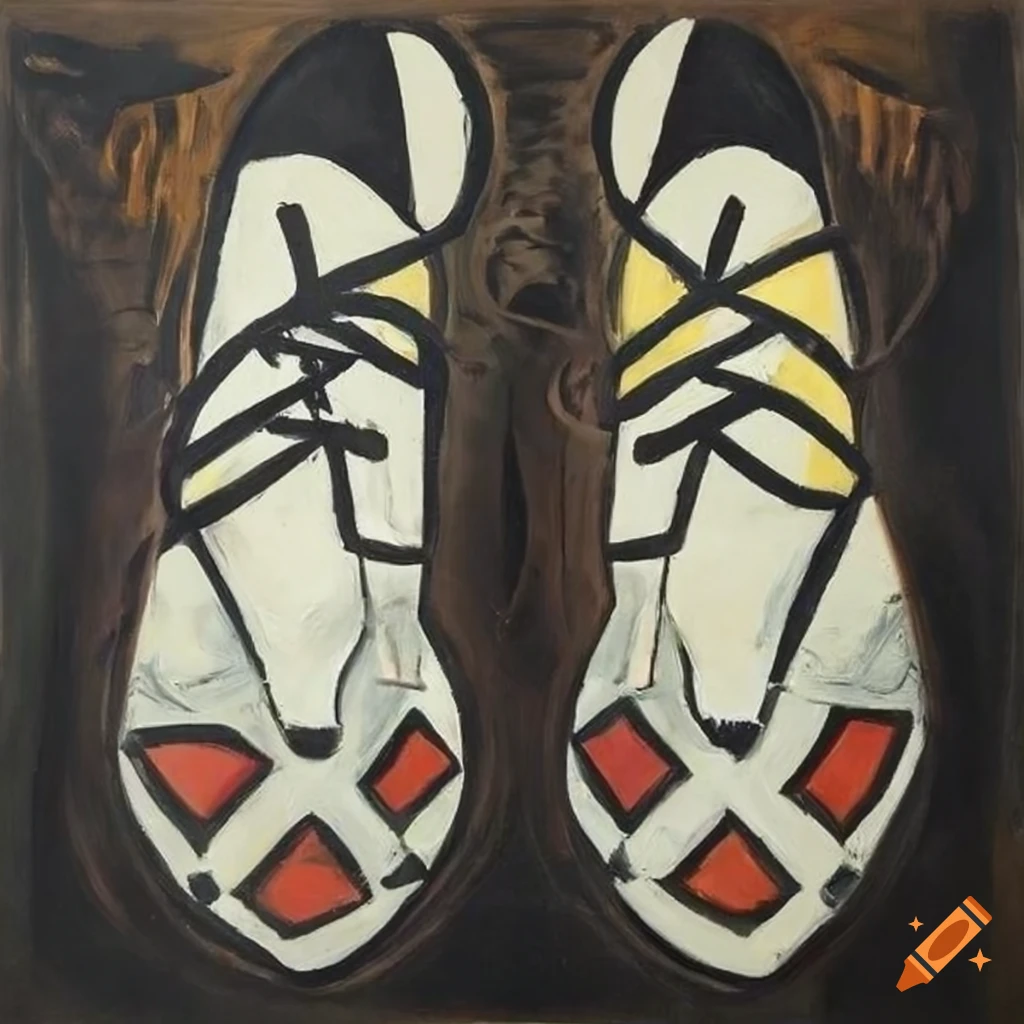 Painting of 1990s football shoes by pablo picasso on Craiyon