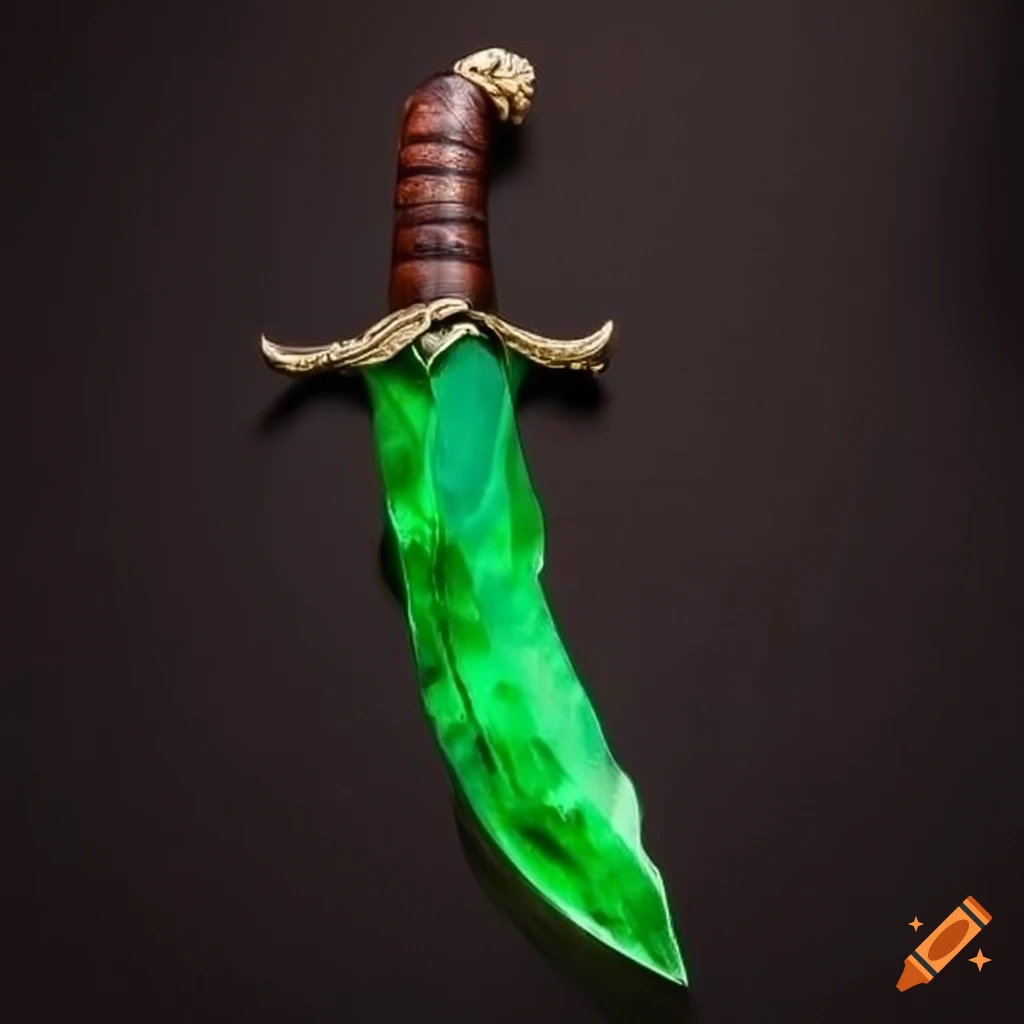 Ebony sword with broken green glass on Craiyon