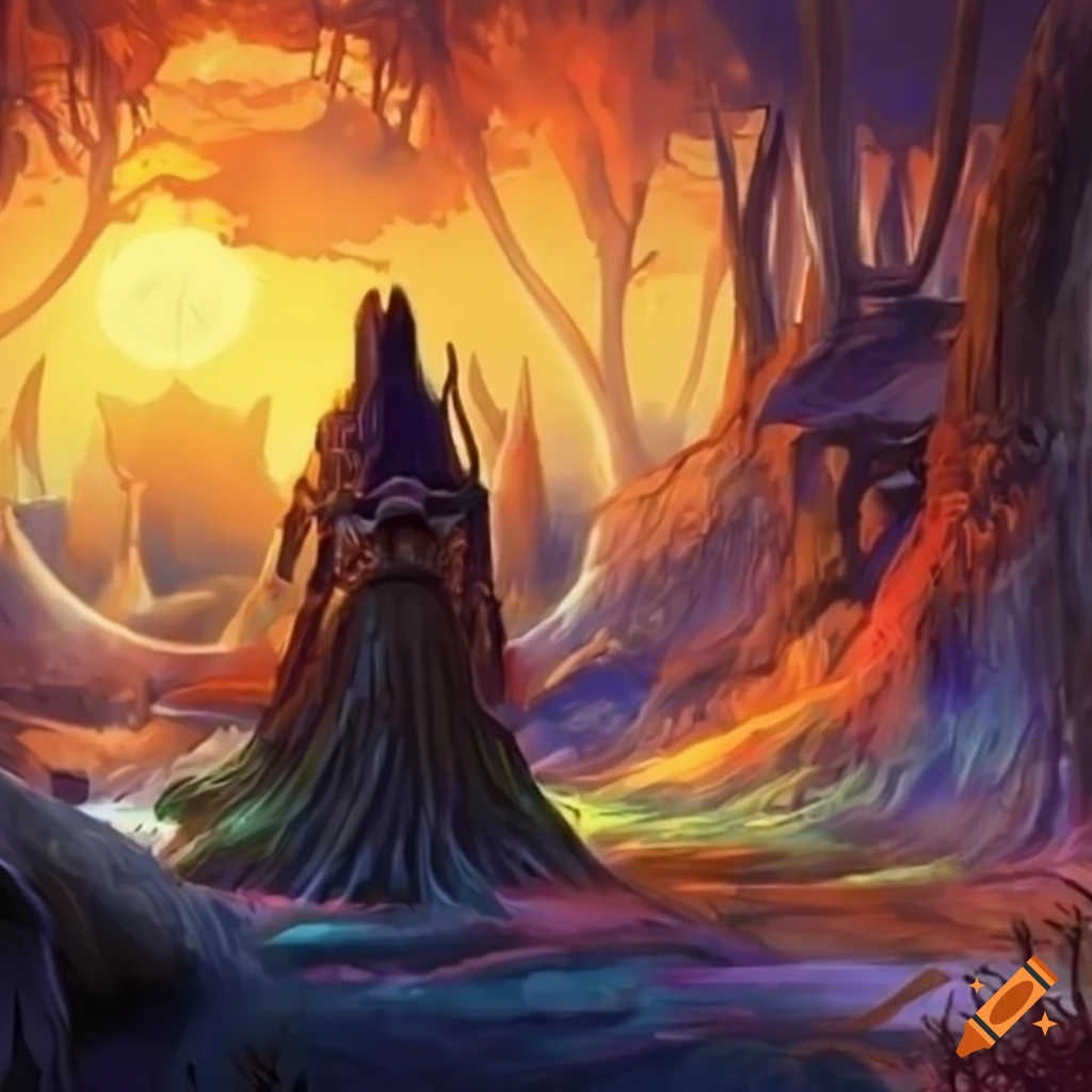 Fantasy art depicting vibrant land colors on Craiyon