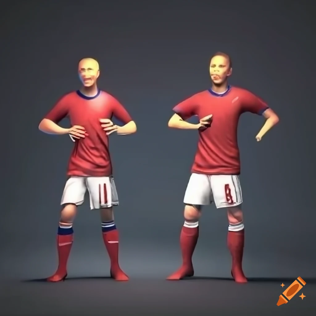 Two famous soccer players in an epic pose with cinematic illumination ...