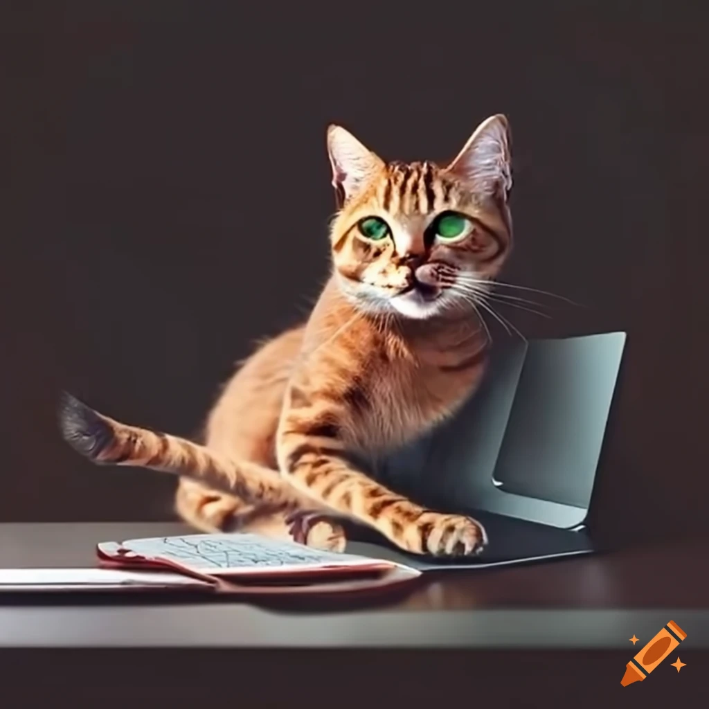 Cat playing with computer on Craiyon