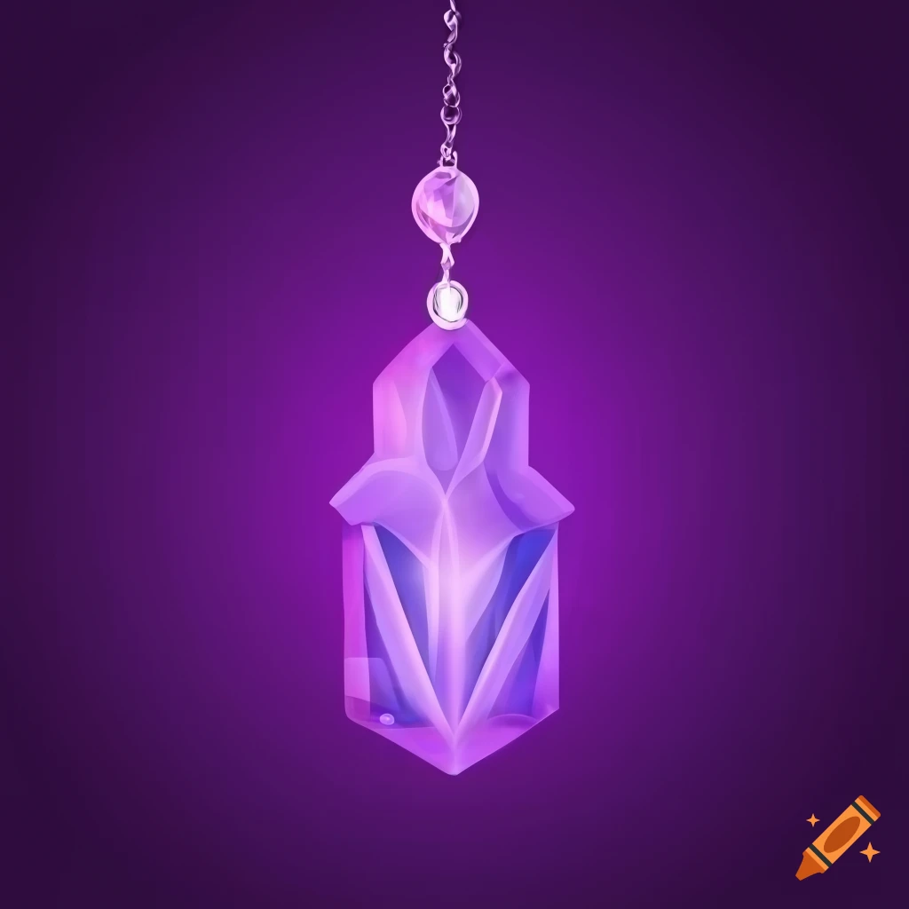 Purple crystal amulet on solid background on Craiyon
