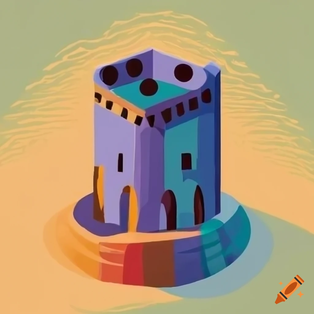 Fortified castle tower in the style of pablo picasso on Craiyon