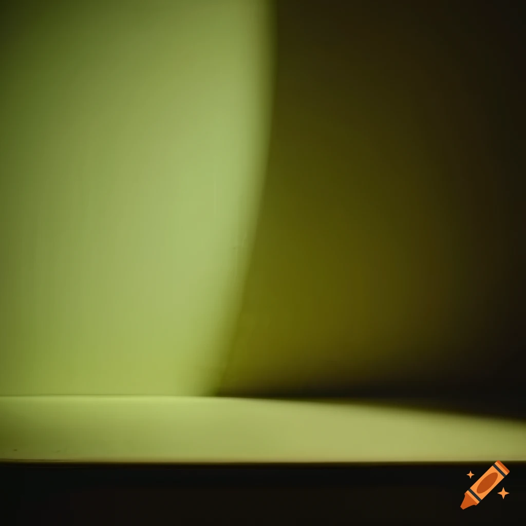 Unique light green and light yellow solid objects on shelf in dark ...