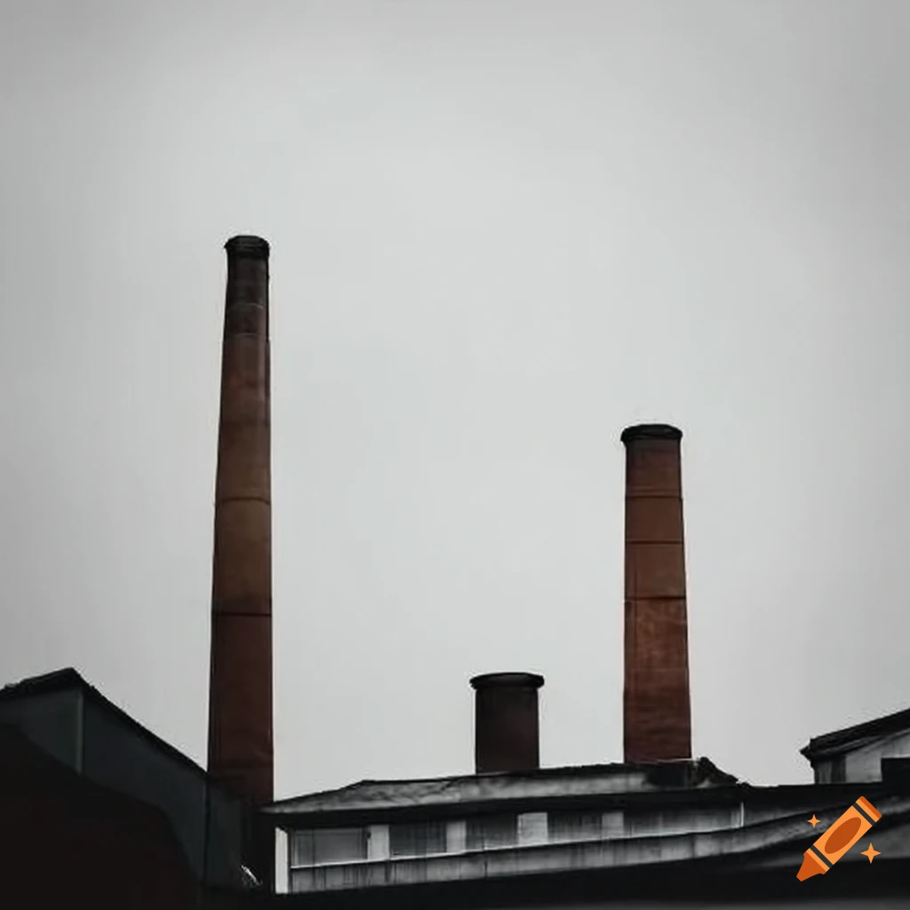 Industrial factory chimneys against a gray sky on Craiyon