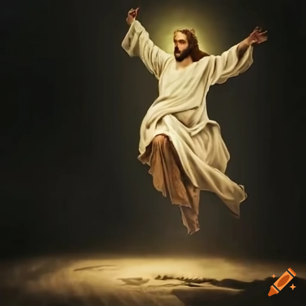 Religious depiction of jesus running on Craiyon