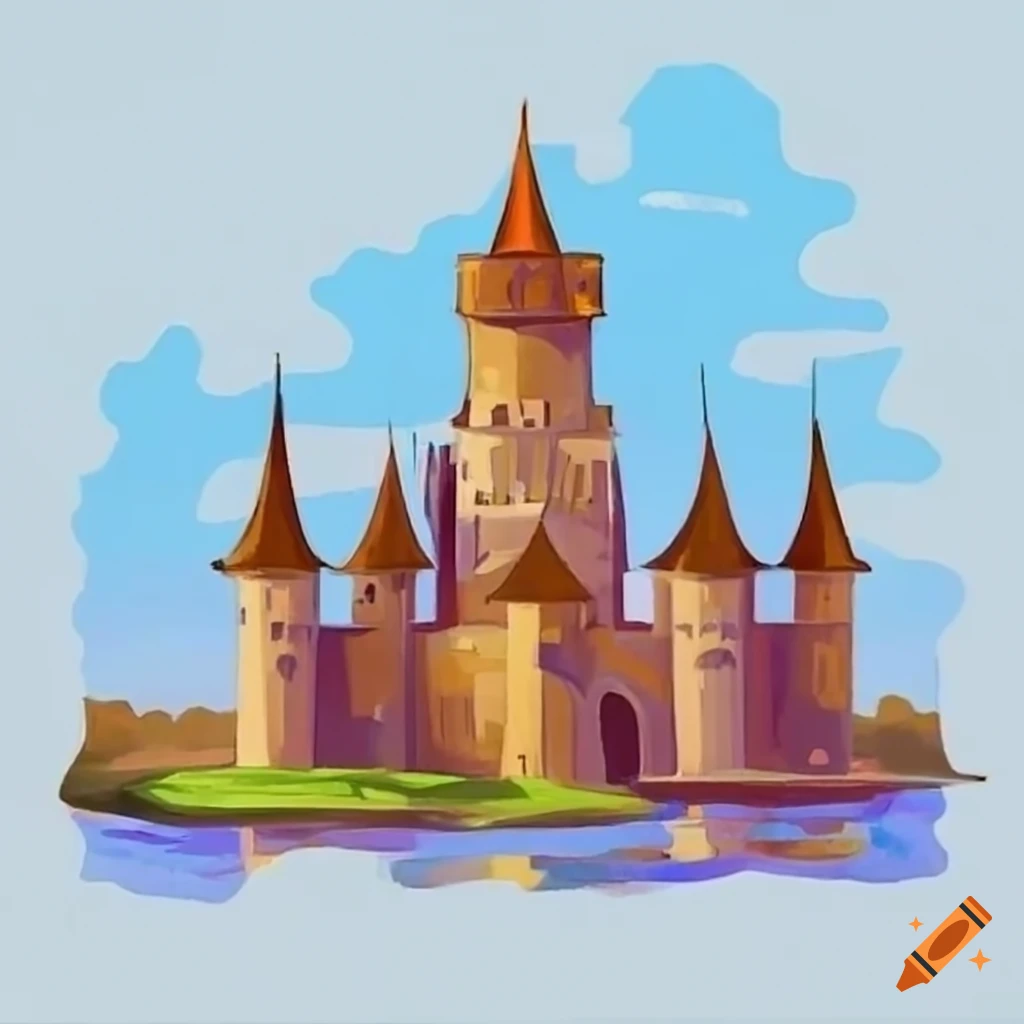 Castle overlooking a river on Craiyon