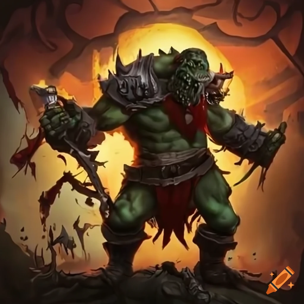 Aggressive orc in action on Craiyon