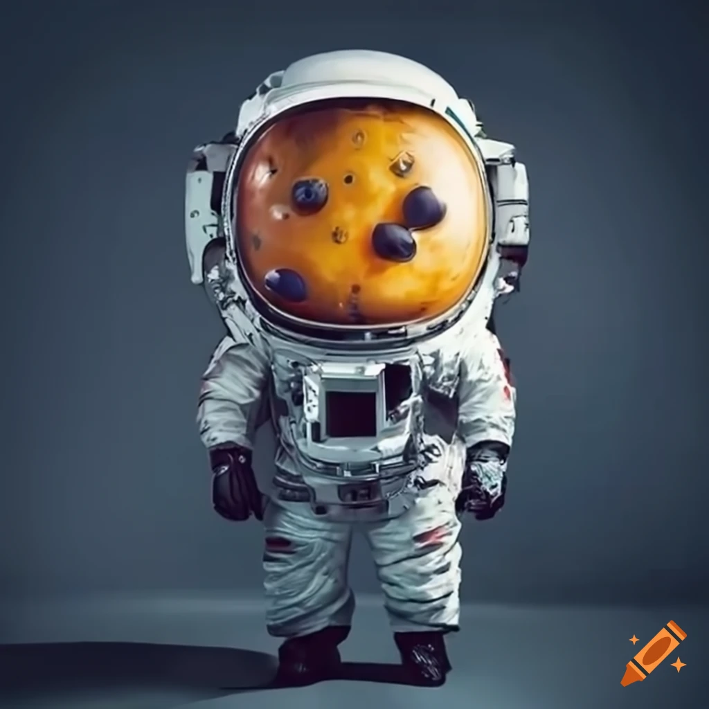 Astronaut with a potato head in a spacesuit exploring outer space on Craiyon