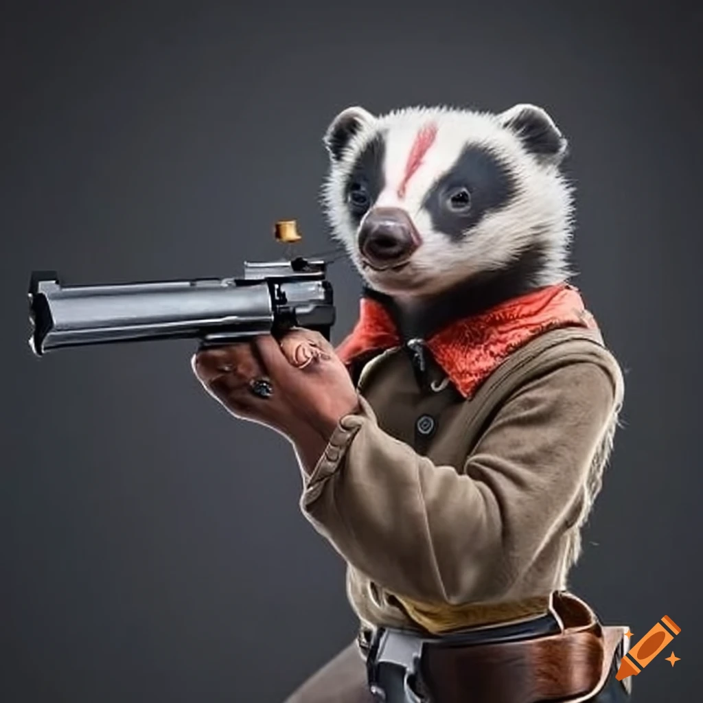 Sheriff badger with a revolver on Craiyon