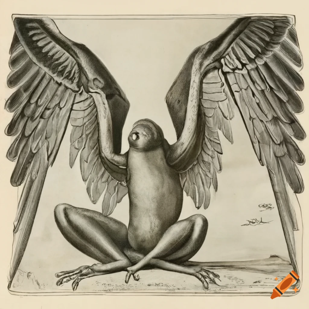 J. allen st. john illustration of winged frog on Craiyon