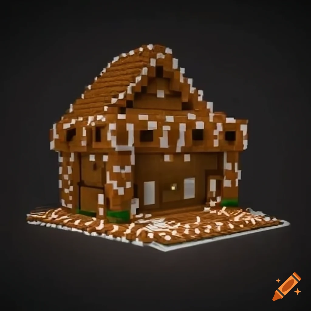 Modern minecraft house made of gingerbread on Craiyon