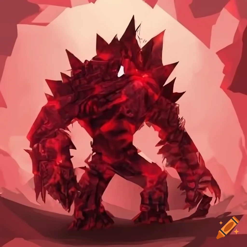 Menacing red crystal golem on Craiyon