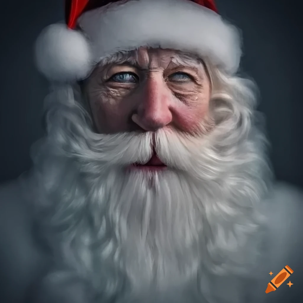 Symmetrical santa claus portrait with bold colors on Craiyon