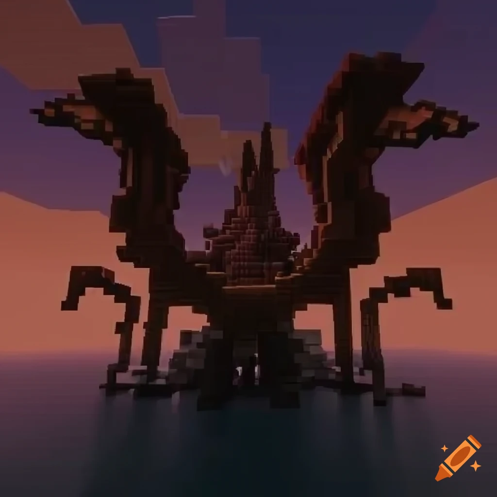 Epic h.p. lovecraft themed minecraft build on Craiyon
