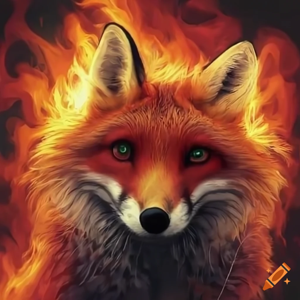 Illustration of a fire fox on Craiyon