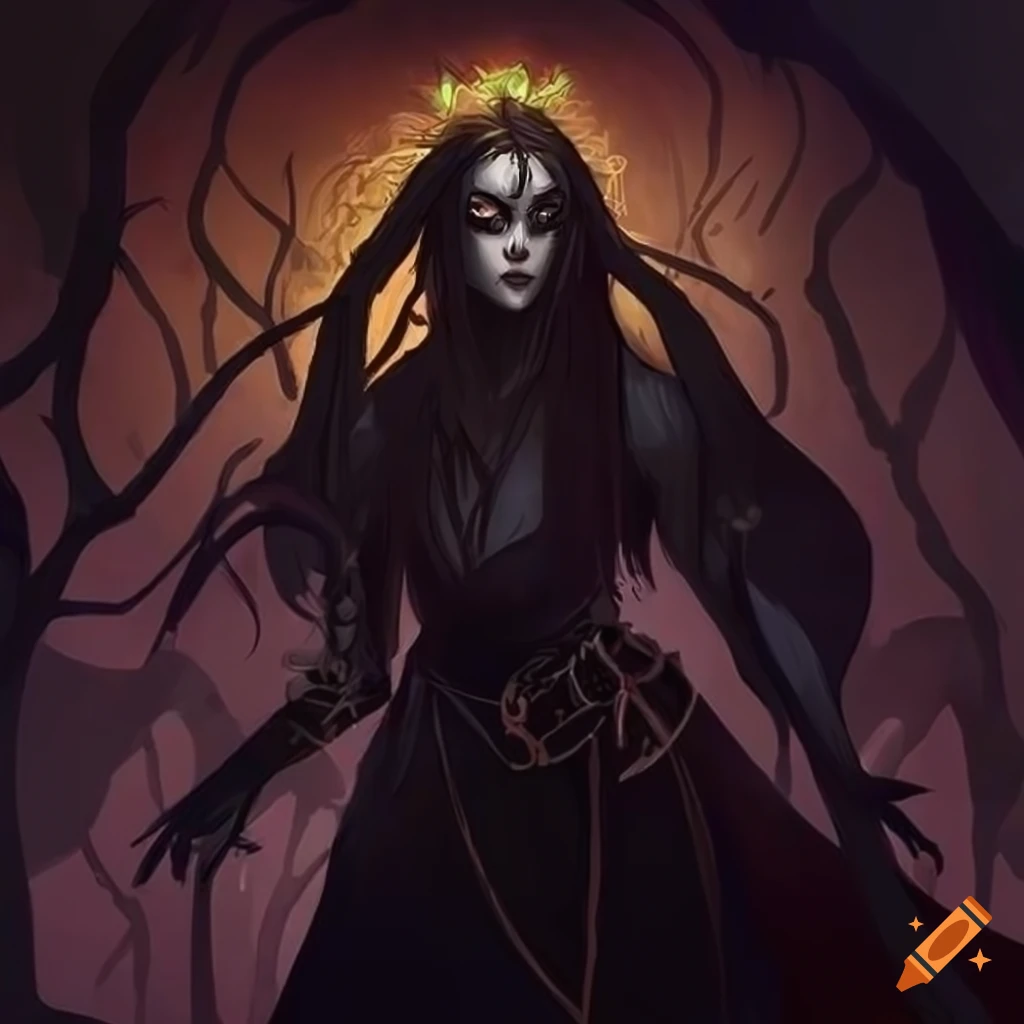 Rebel in black with mastery of magical tendrils in fantasy art style on ...