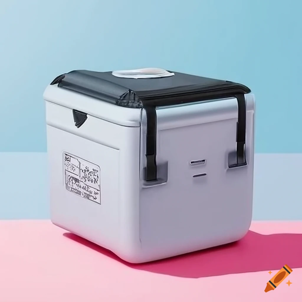 Modern rechargeable cooler box with Excursion Bar Premier inscription ...