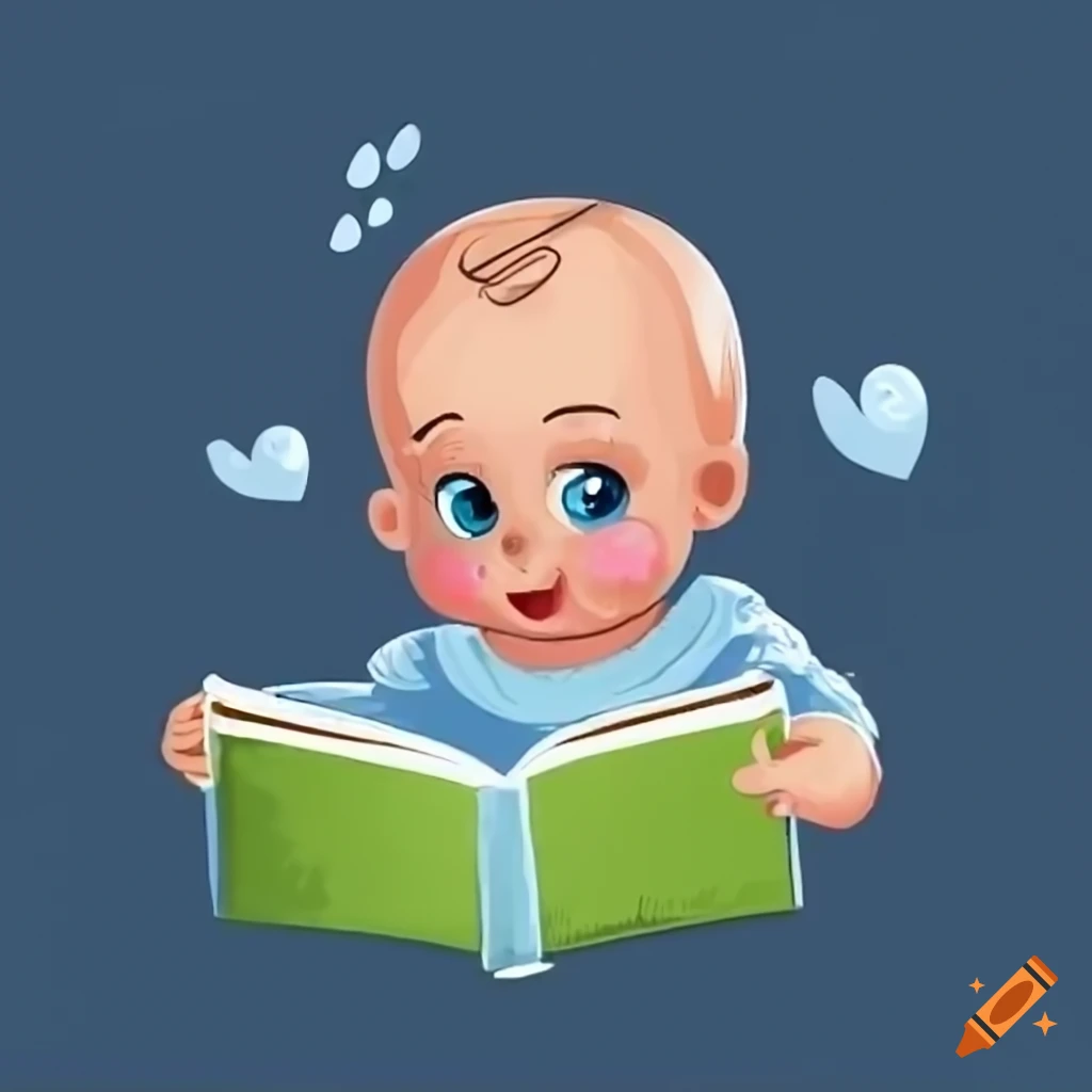 Cartoon of baby reading a bedtime story with two moms on Craiyon