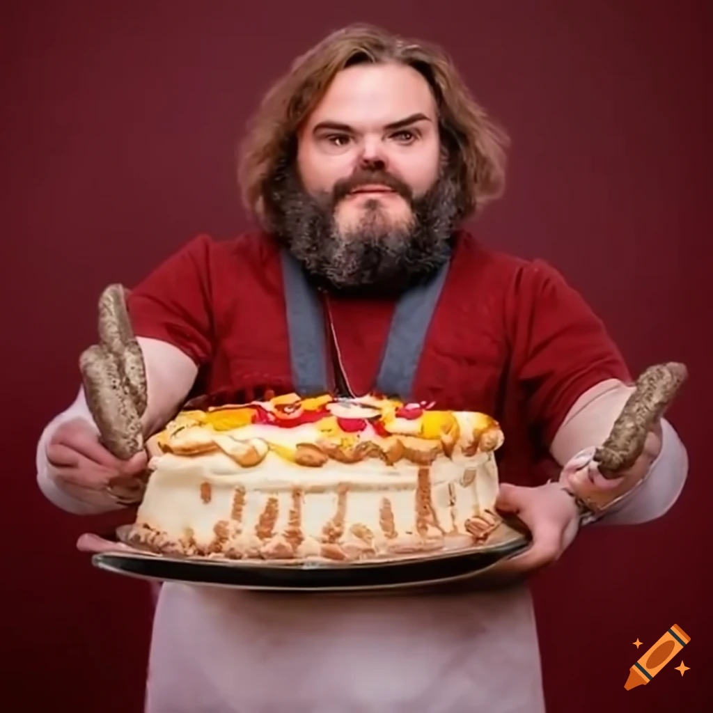 Jack black baking pastry during a christmas show in the 90's on Craiyon