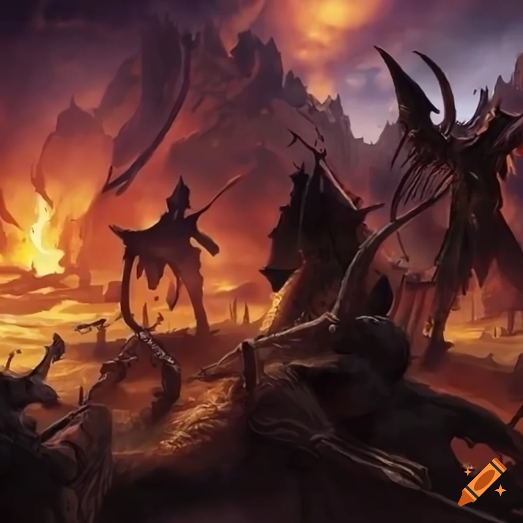 Fantasy battle scene on Craiyon