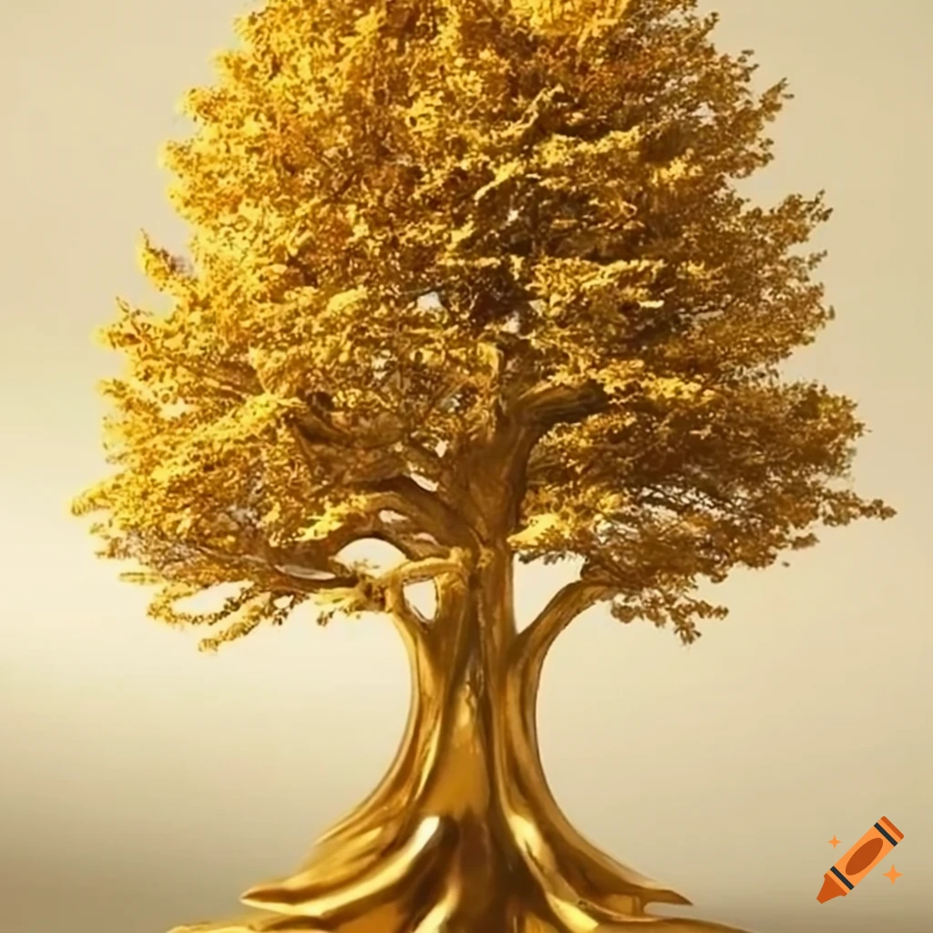 Golden ash tree statue on Craiyon