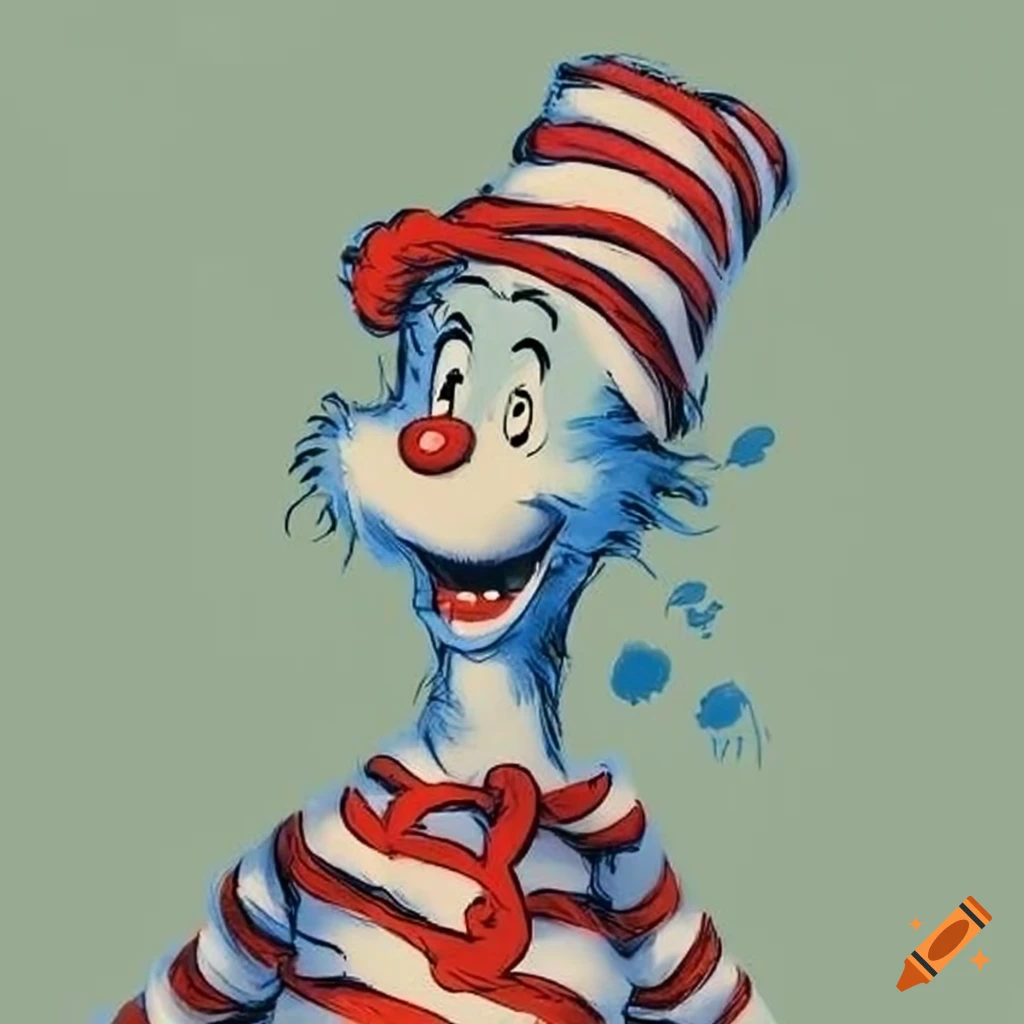 Blue dr. seuss character in dr. seuss style on Craiyon