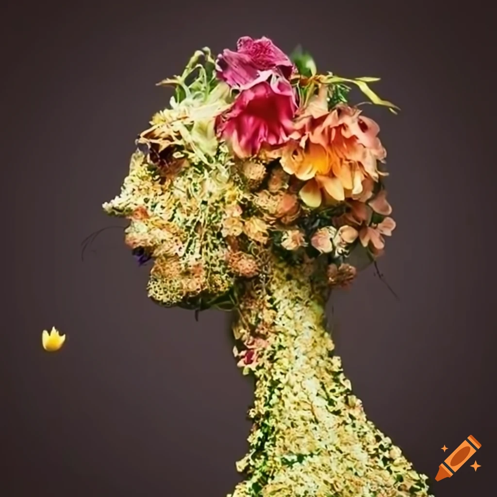 Human figure made of flowers on Craiyon