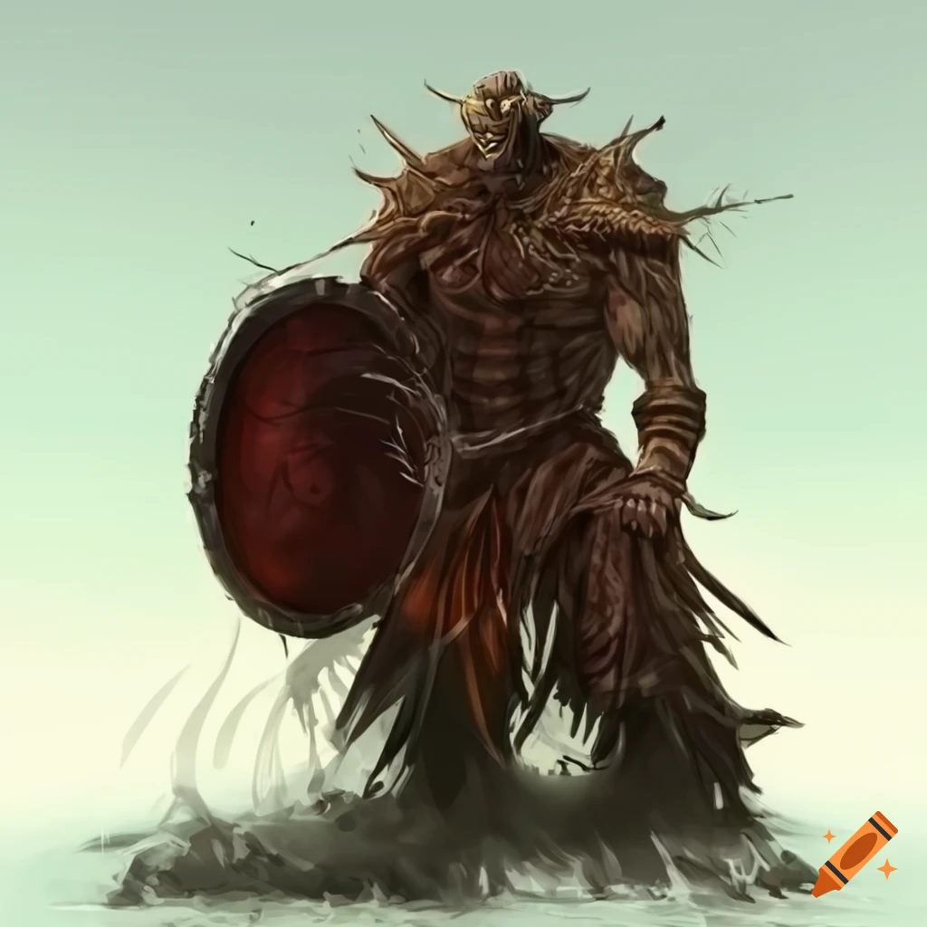 Fantasy monster with a shield on Craiyon