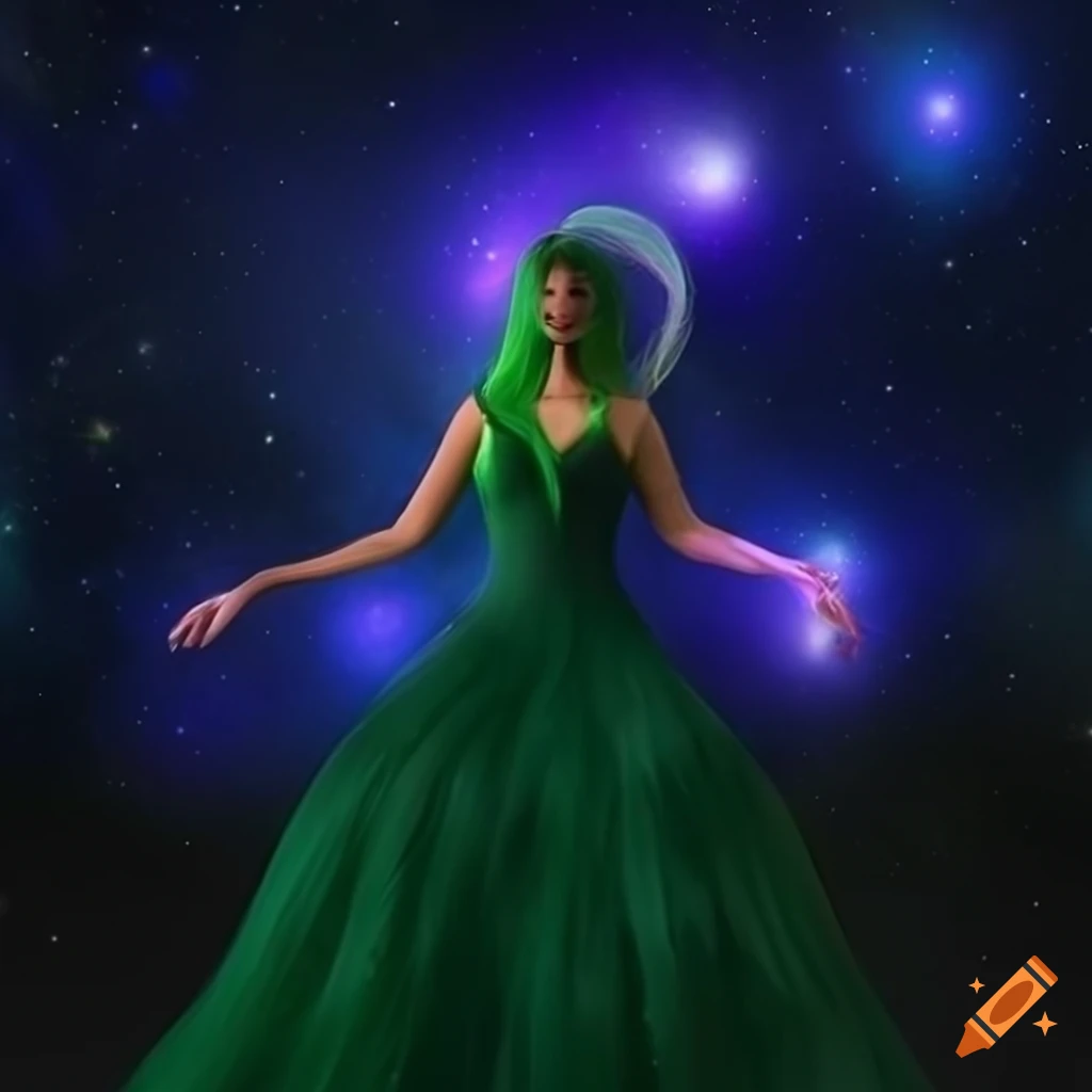 Green hair, goddess(a woman who is adored, especially for her beauty ...