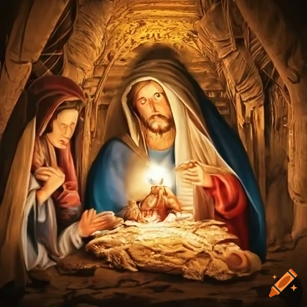 Nativity scene with a crab portraying jesus on Craiyon