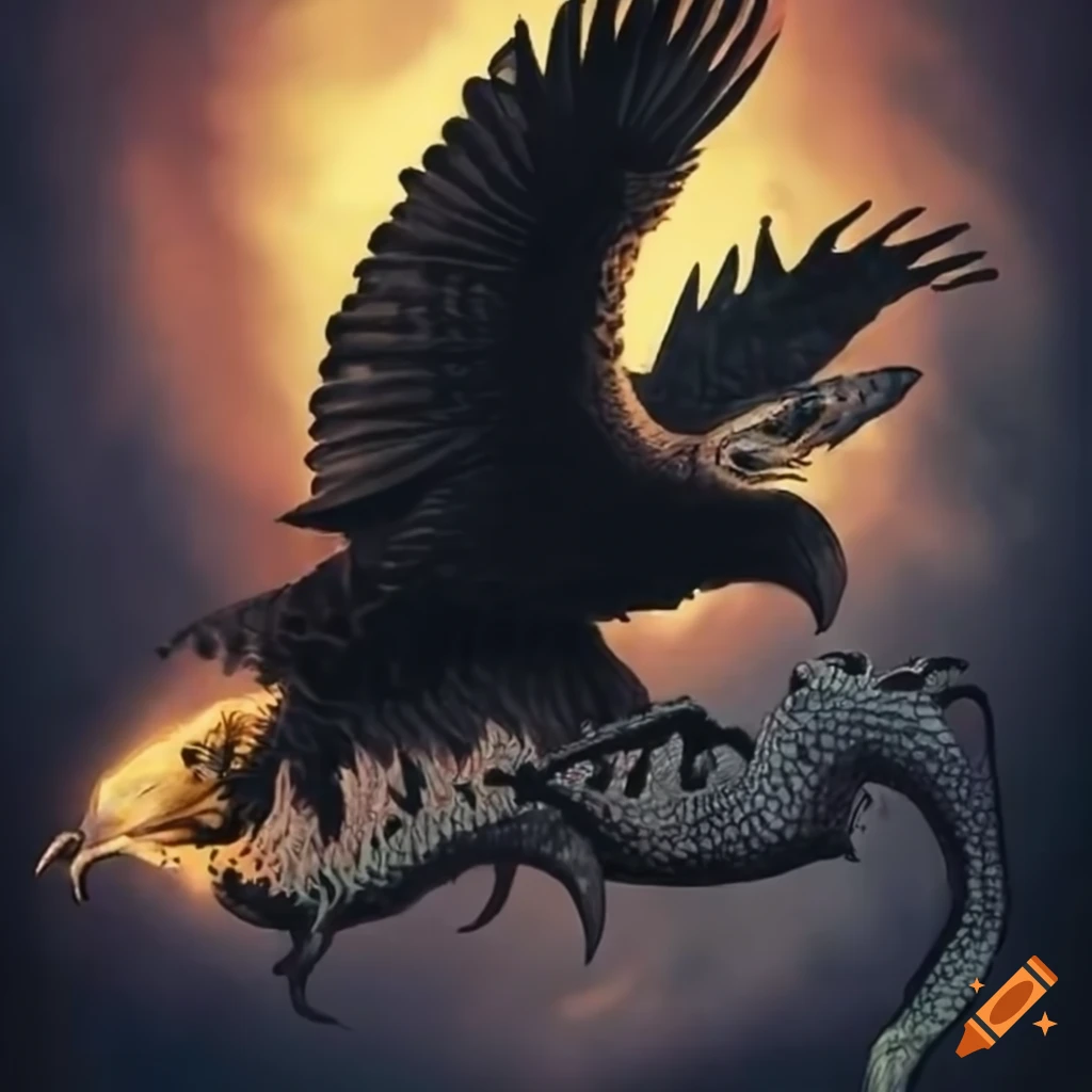 Eerie eagle gripping a lizard in tim burton style on Craiyon