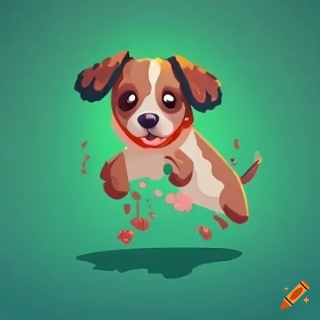 Cute pup playing fetch in a green park on Craiyon