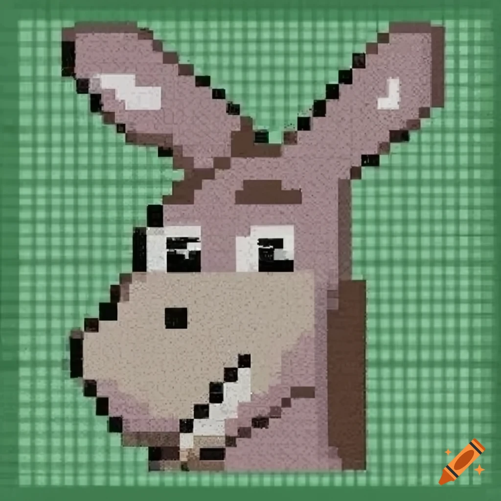 Pixel art of donkey from shrek on Craiyon