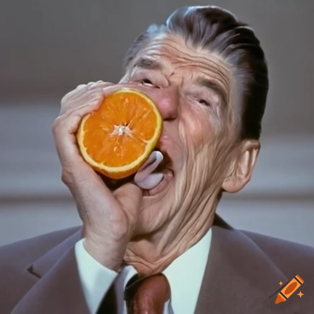 Ronald reagan with an orange on Craiyon