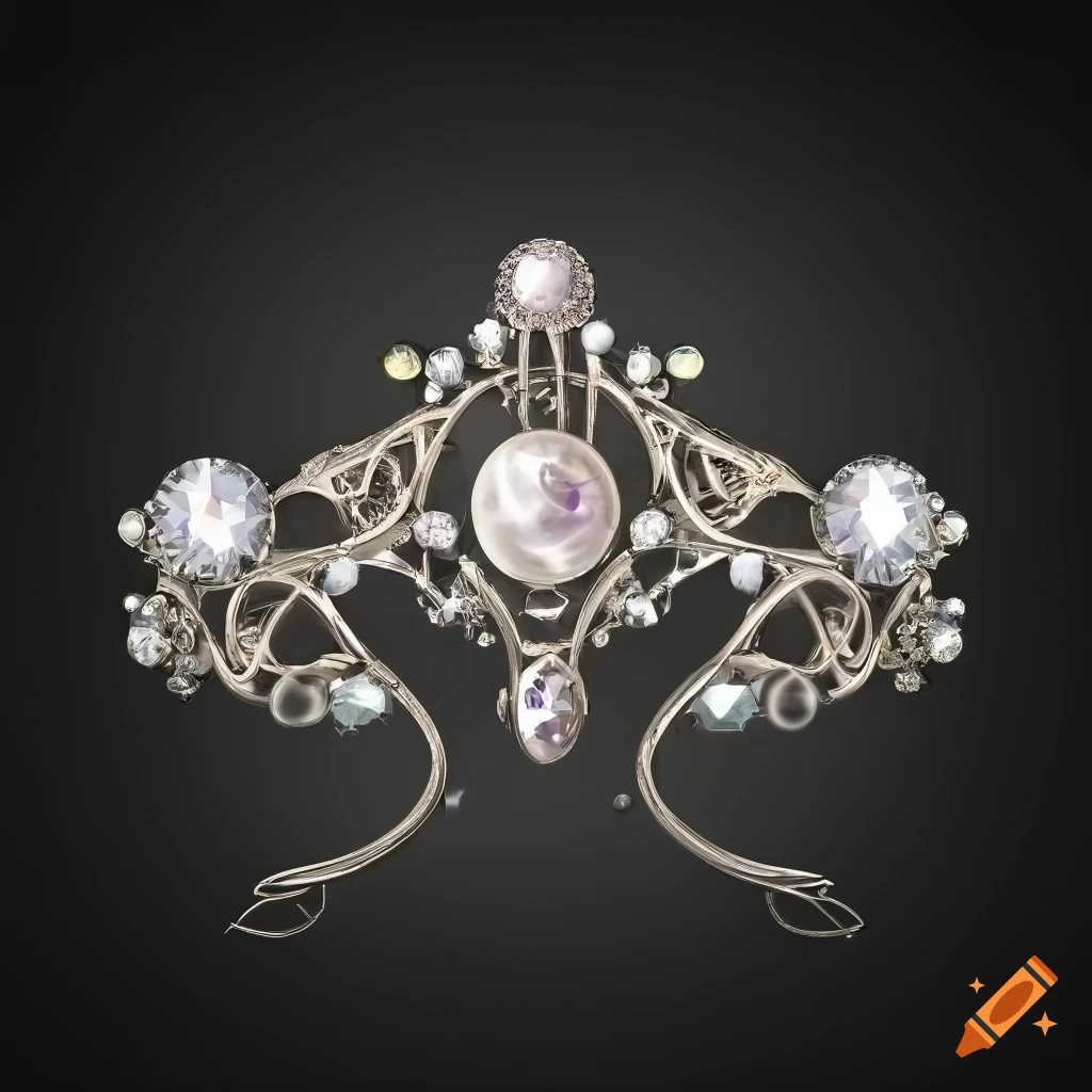 Intricate elven-style silver metal circlet adorned with diamonds on a ...