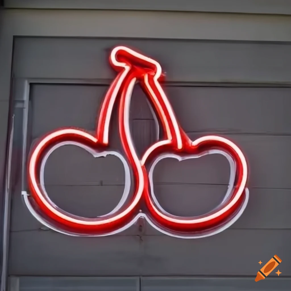 Neon sign on facade saying "cherry" on Craiyon